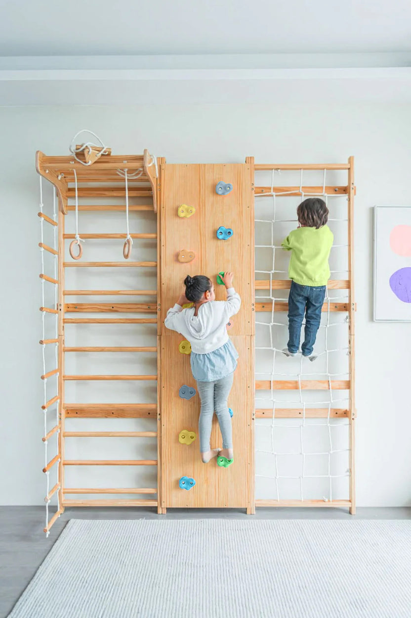 Avenlur | Walnut | Swedish Ladder Jungle Gym - 95" Height - Wall Mount ...