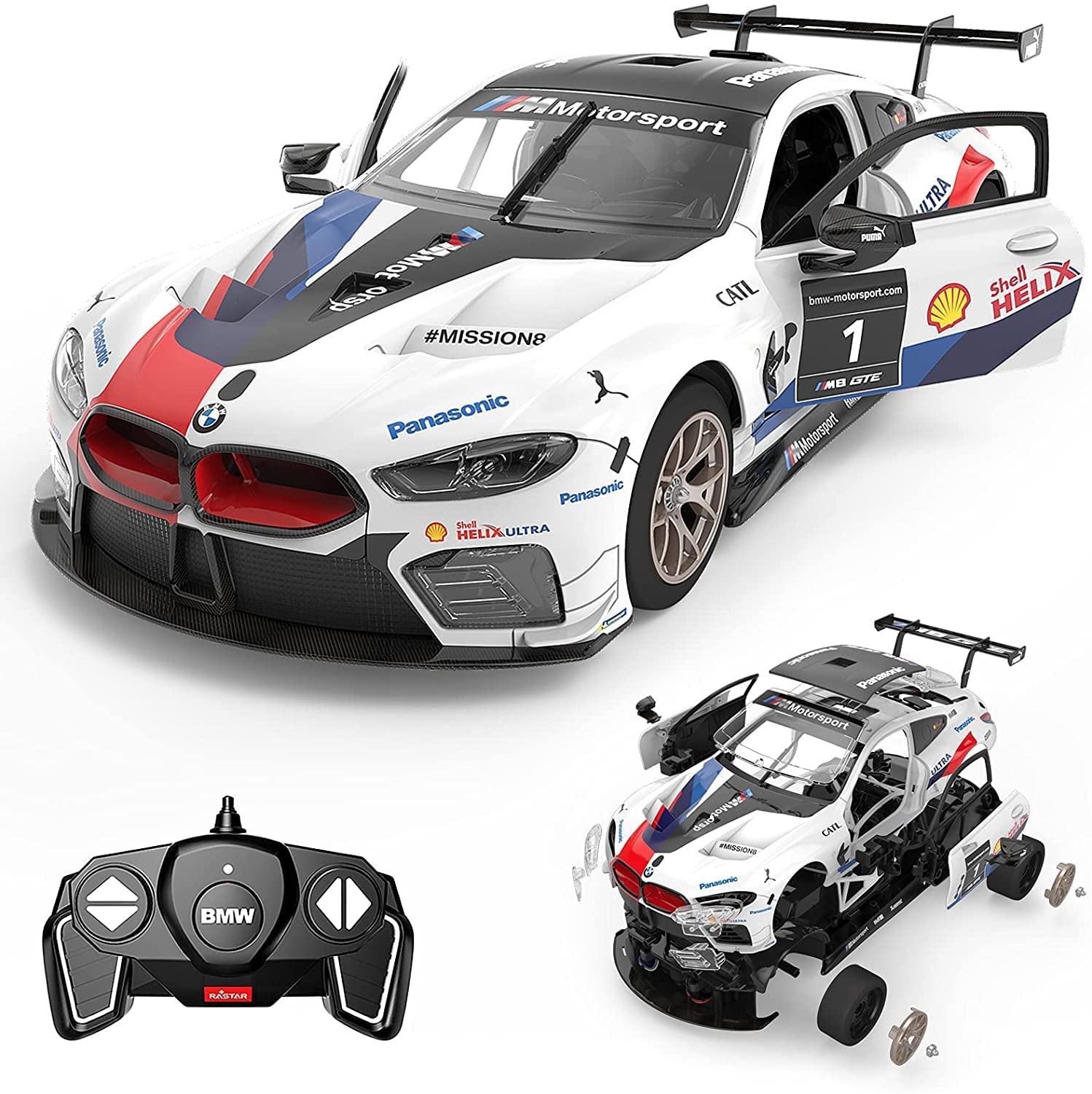 BMW M8 GTE 1/18 Scale DIY Building RC Car Kit Licensed with Remote Con ...
